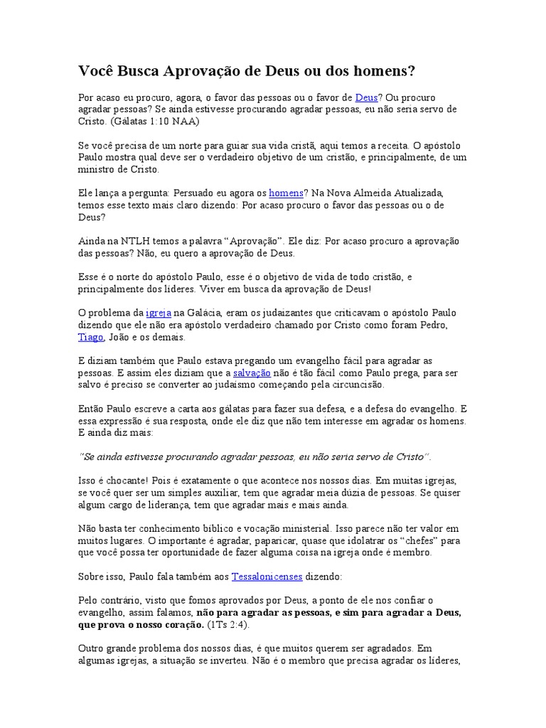 Você Busca Aprovação de Deus Ou Dos Homens | PDF | Apóstolo Paulo | Jesus