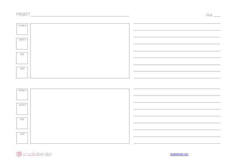 A4 Storyboard Template - 2-Panel - Landscape - StudioBinder | PDF