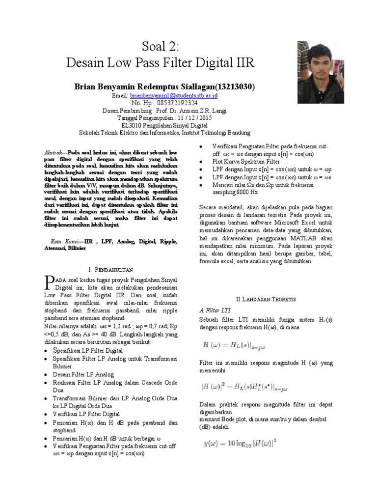 Desain Low Pass Filter Digital IIR | PDF