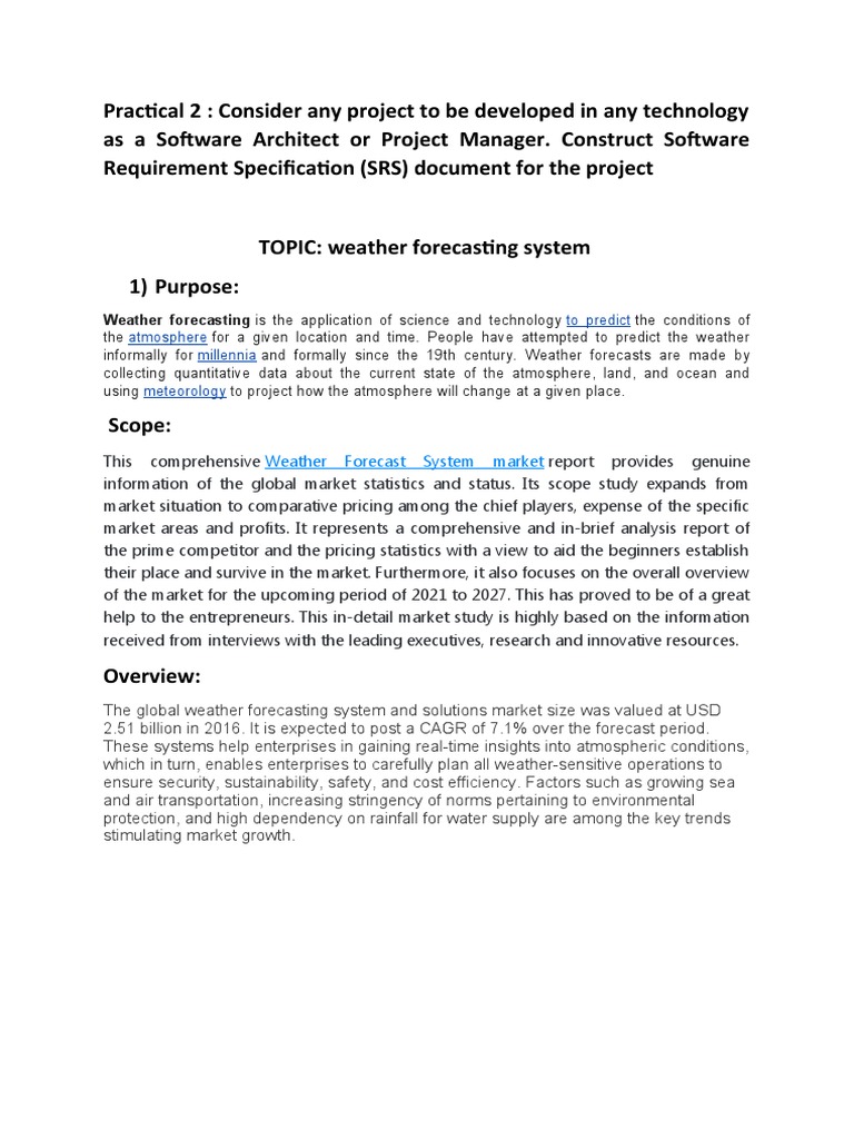 SRS Model Weather Forecasting System | PDF | Weather Forecasting | Weather