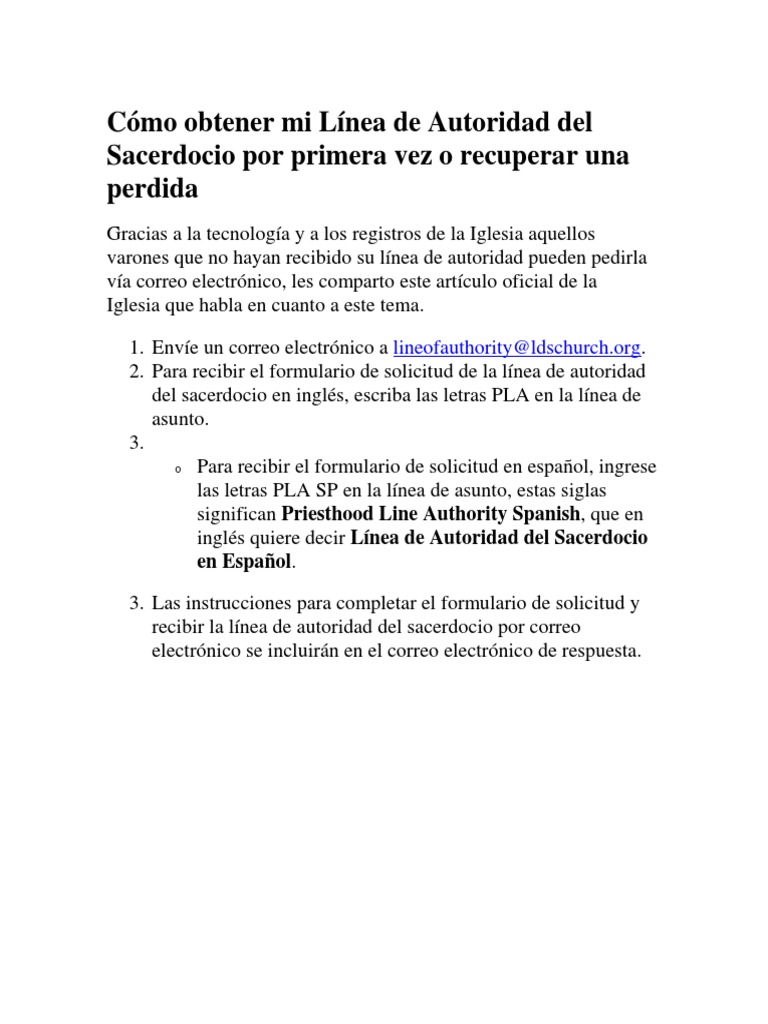 Cómo Obtener Mi Línea de Autoridad Del Sacerdocio | PDF
