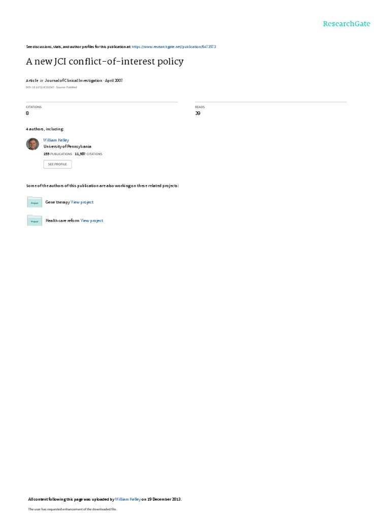 A New JCI Conflict-Of-Interest Policy | PDF | Conflict Of Interest