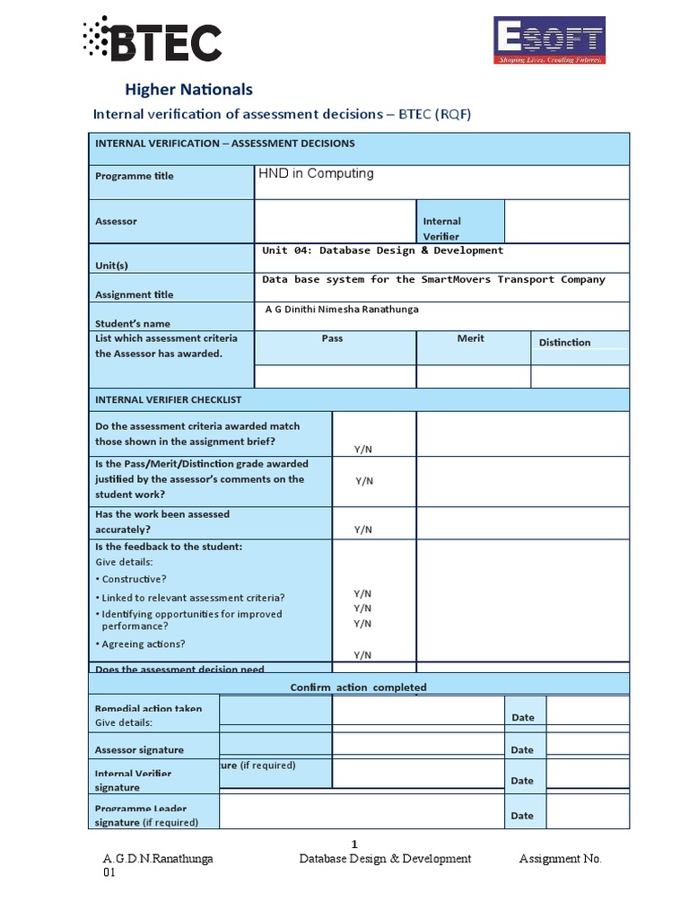 Database Design and Development Assignment | PDF | Software Testing ...