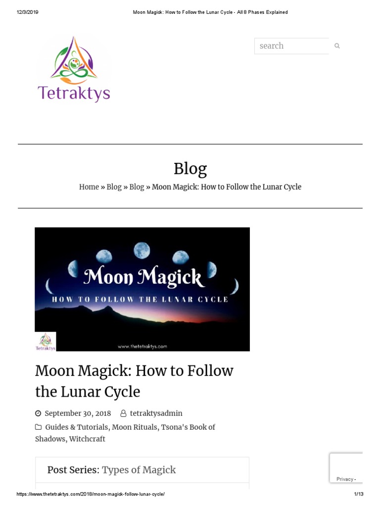 Moon Magick - How To Follow The Lunar Cycle - All 8 Phases Explained ...
