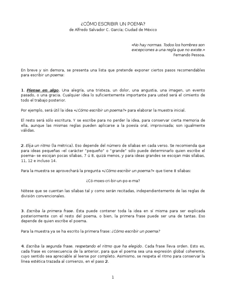 Pasos para Escribir un Poema | PDF | Poesía | Ritmo