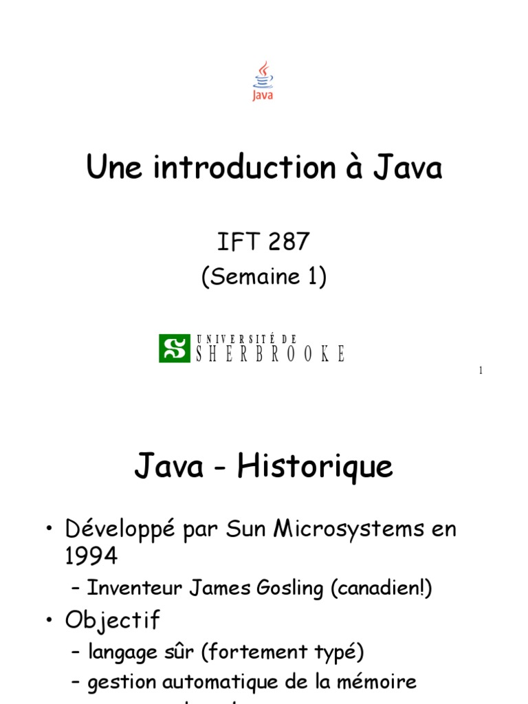 Java Introduction Pdf Java Langage De Programmation Classe Informatique
