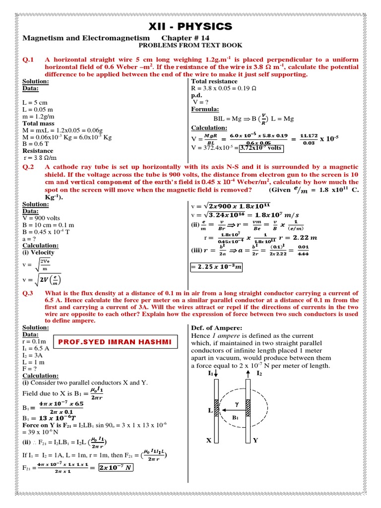Xii - Physics: Magnetism and Electromagnetism Chapter # 14 | PDF ...