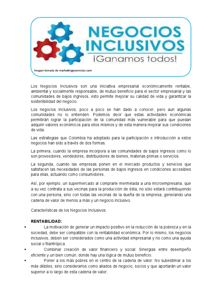 Negocios Inclusivos | PDF | Cadena de valor | Reducción de pobreza