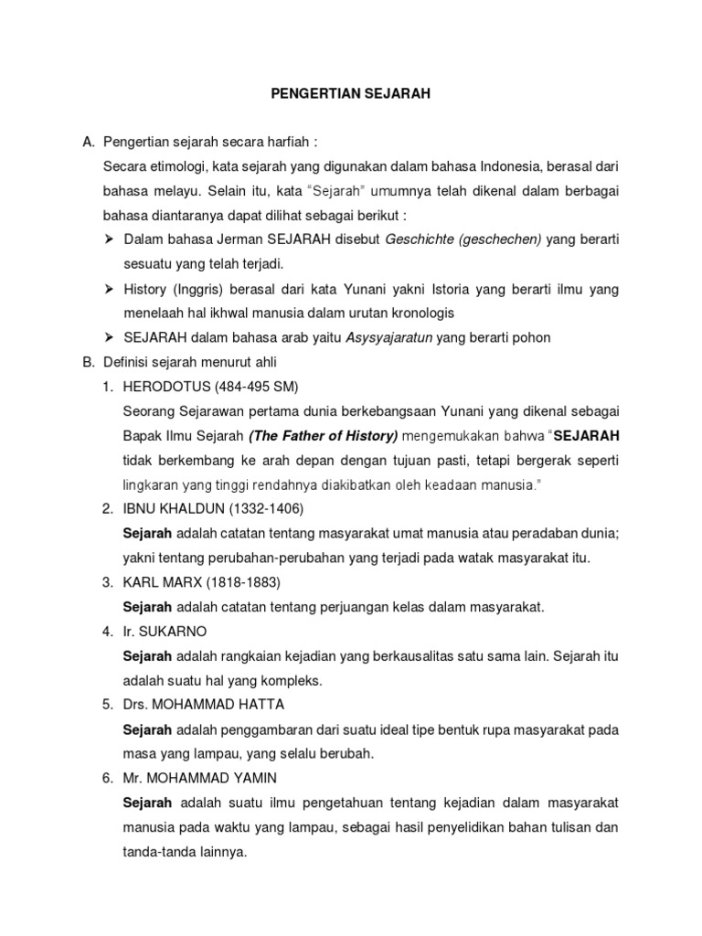 Definisi dan Pengertian Sejarah | PDF | Ilmu Sosial | Filsafat