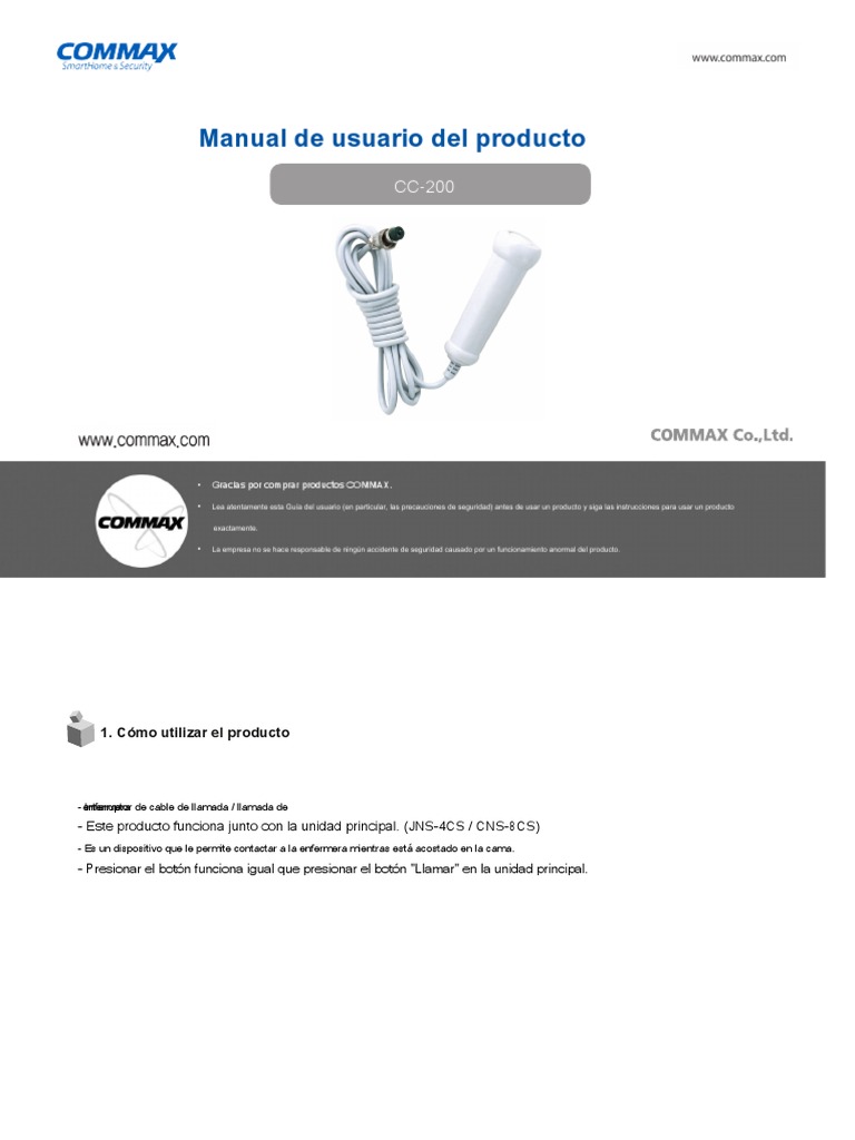 Commax Cc200 Pulsador de Emergencia Es Ficha Tecnica Español | PDF