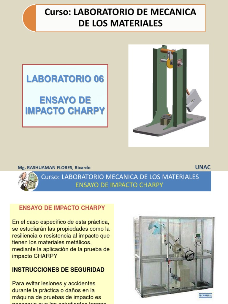 Laboratorio 06 Ensayo de Impacto Charpy | PDF | Materiales | Laboratorios
