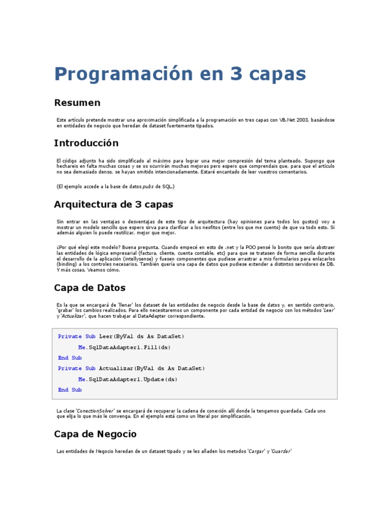 Programación en 3 Capas | PDF | Bases de datos | SQL