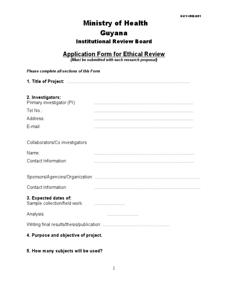 Irb Application Form-Feb2021 1 | PDF | Institutional Review Board | Justice