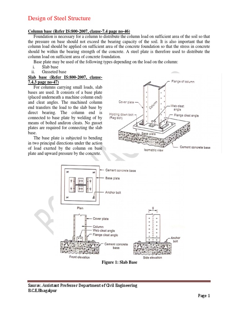 Slab vs. Gusseted Base Design Guide | PDF | Column | Concrete