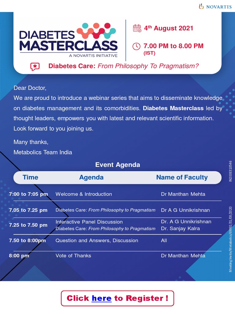Diabetes Masterclass Invite - 4th Aug'21 | PDF