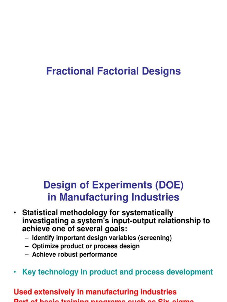 Fractional Factorial Design | PDF | Science | Systems Science