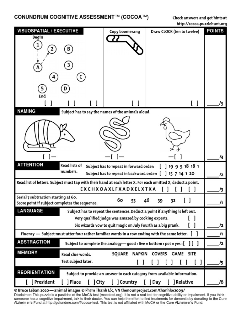 Conundrum Cognitive Assessment: ™ (COCOA™) | PDF