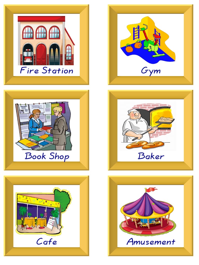 Places in A City ESL Little Flashcards Vocabulary For Kids and New ...