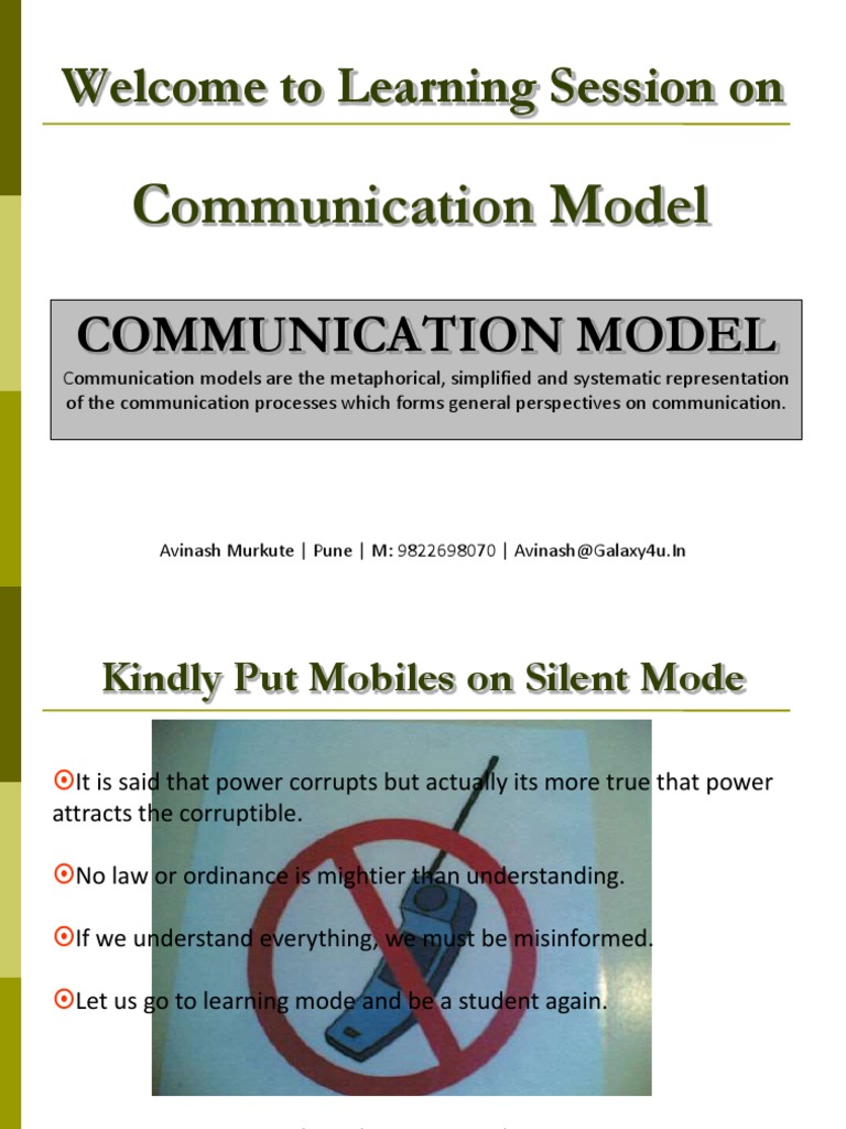 Welcome To Learning Session On: Communication Model | PDF ...