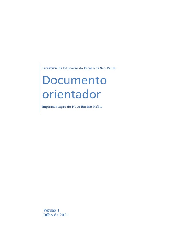 Documento Orientador Novo Ensino Medio SP | PDF | Science | Sociologia