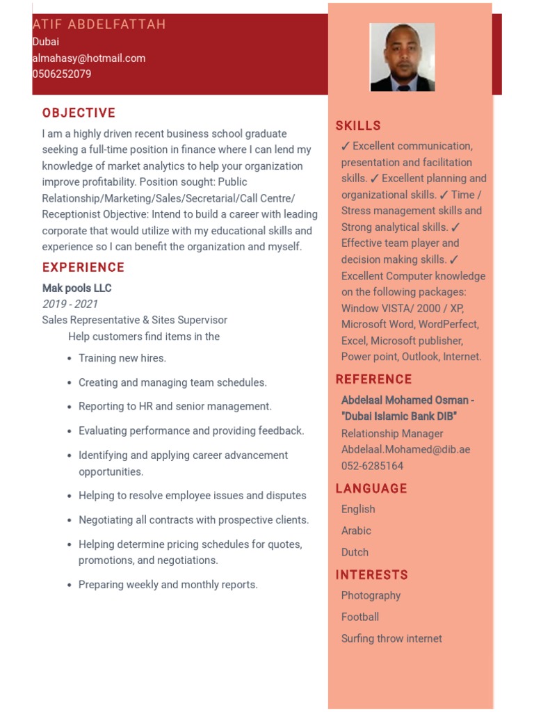 Atif CV | PDF | Sales | Fax