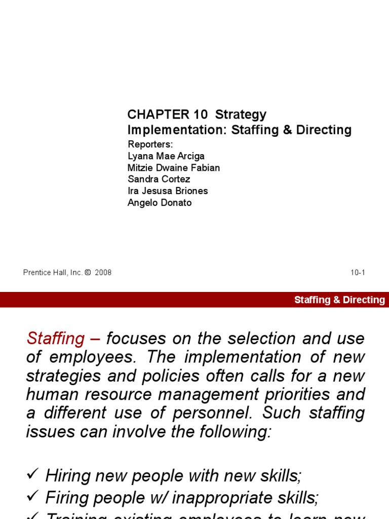 CHAPTER 10 Strategy Implementation: Staffing & Directing | PDF ...