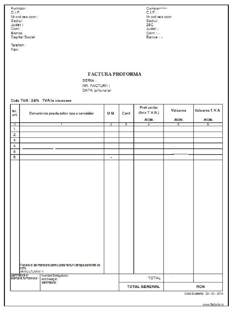 Factura Proforma Model PDF Necompletata | PDF