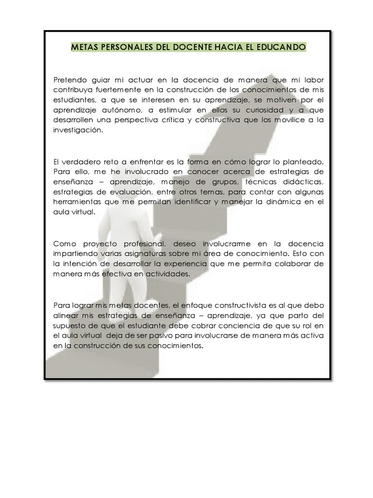 Metas Docentes hacia el Aprendizaje Activo | PDF | Crecimiento personal ...