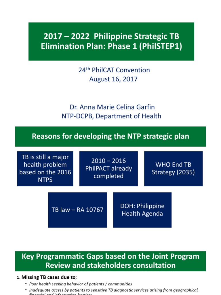 2017 - 2022 Philippine Strategic TB Elimination Plan: Phase 1 ...