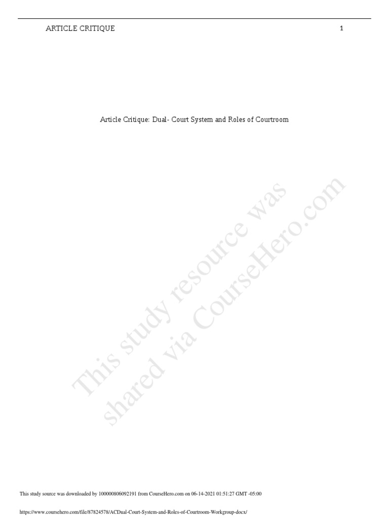 ACDual Court System and Roles of Courtroom Workgroup | PDF | Miranda ...