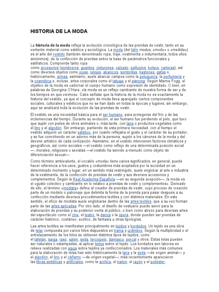 Historia de La Moda | PDF | Ropa | Moda