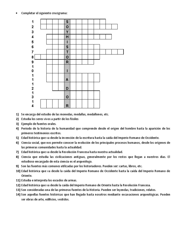 Crucigrama Soy Historiador | PDF | Edades medias | imperio Romano