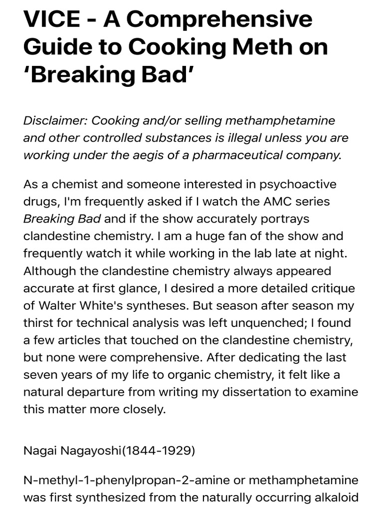 VICE - A Comprehensive Guide To Cooking Meth On Breaking Bad' | PDF ...