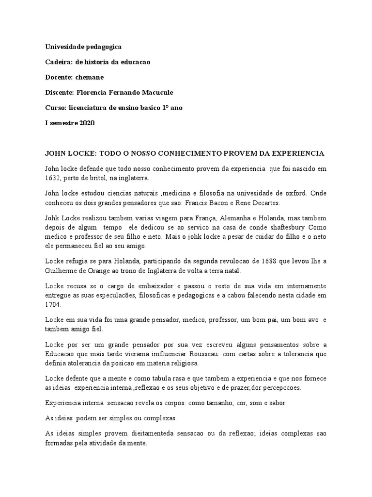 Resumo de John Locke | PDF | John Locke