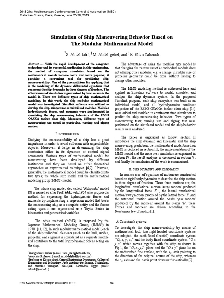 Simulation of Ship Maneuvering Behavior Based On The Modular ...