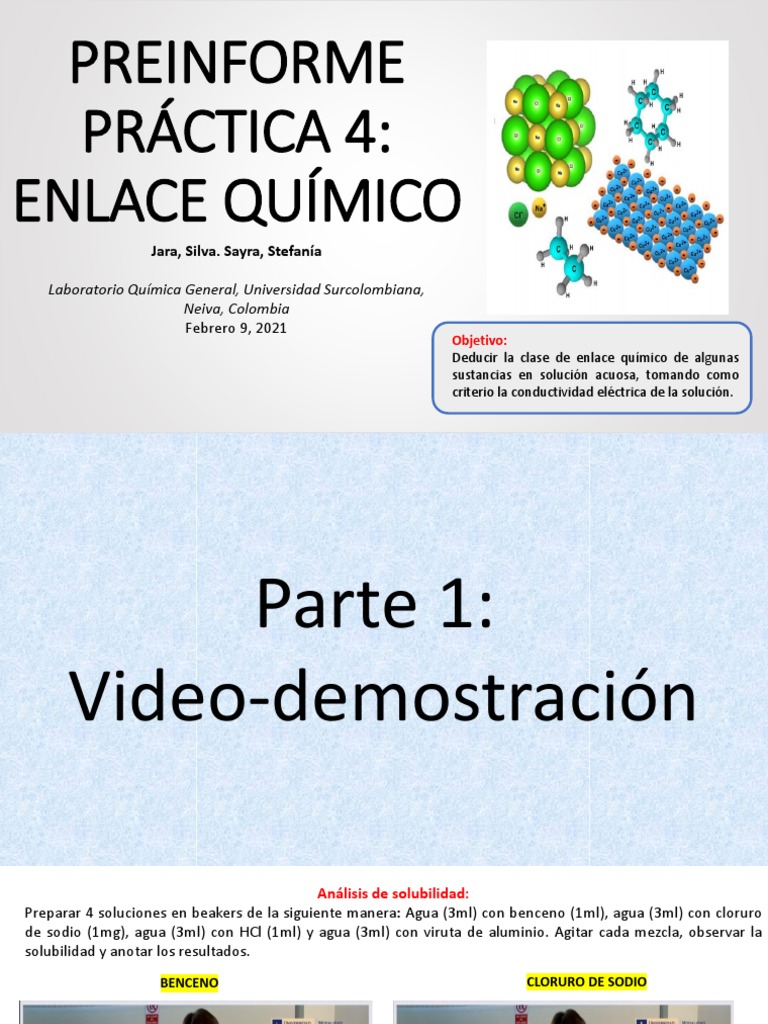 Preinforme-Práctica 4. Enlaces Quimicos | PDF | Concentración | Agua