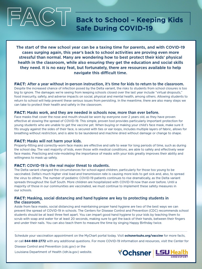 OLHS COVID Phase-IV BackToSchool Flyer | PDF | Hand Washing | Hygiene