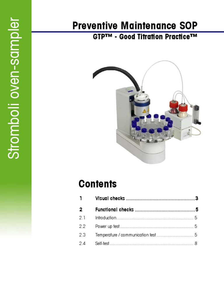 Preventive Maintenance SOP: GTP™ - Good Titration Practice™ | PDF ...