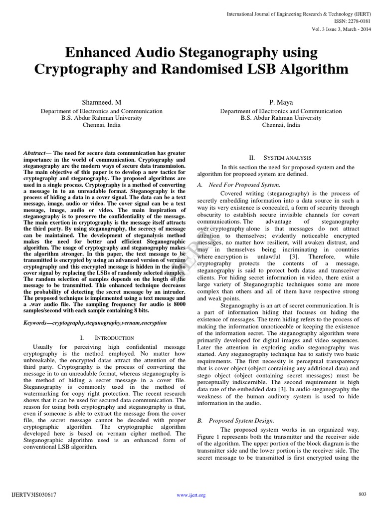 Enhanced Audio Steganography Using Cryptography and Randomised LSB ...