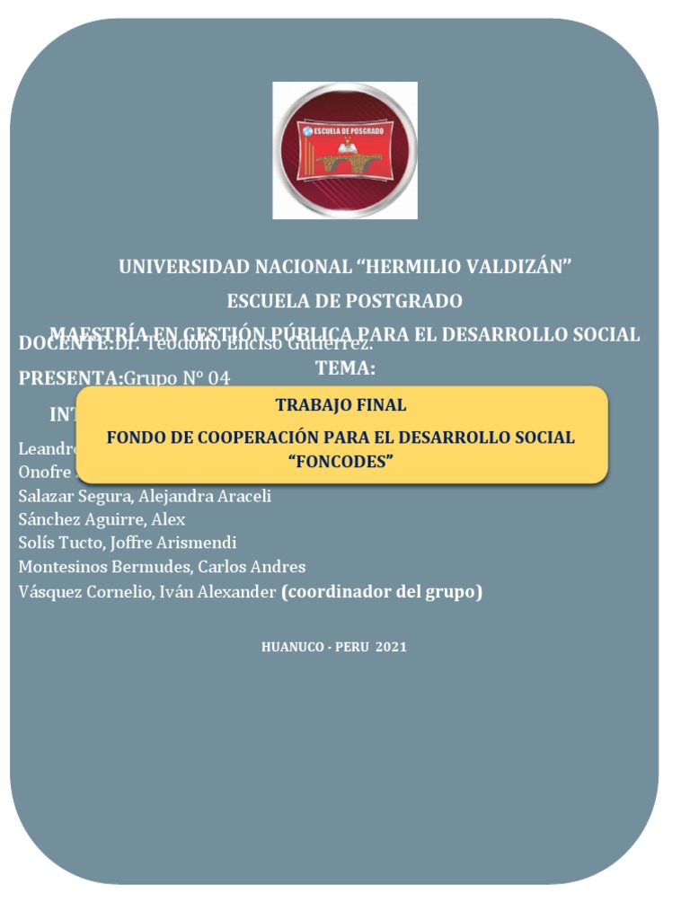 Evaluación del FONCODES 2020 en Perú | PDF | Presupuesto | Unión Europea