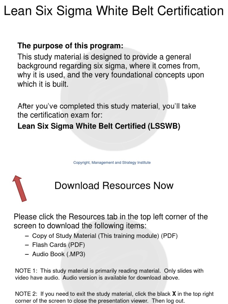 Six Sigma White Belt Certification v4 | PDF | Six Sigma | Business
