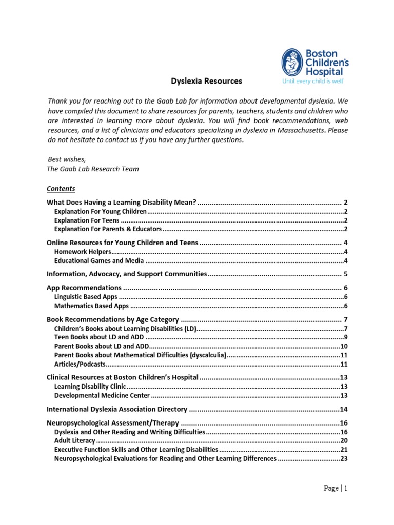 Dyslexia Resources OCT2020 | PDF | Learning Disability | Dyslexia