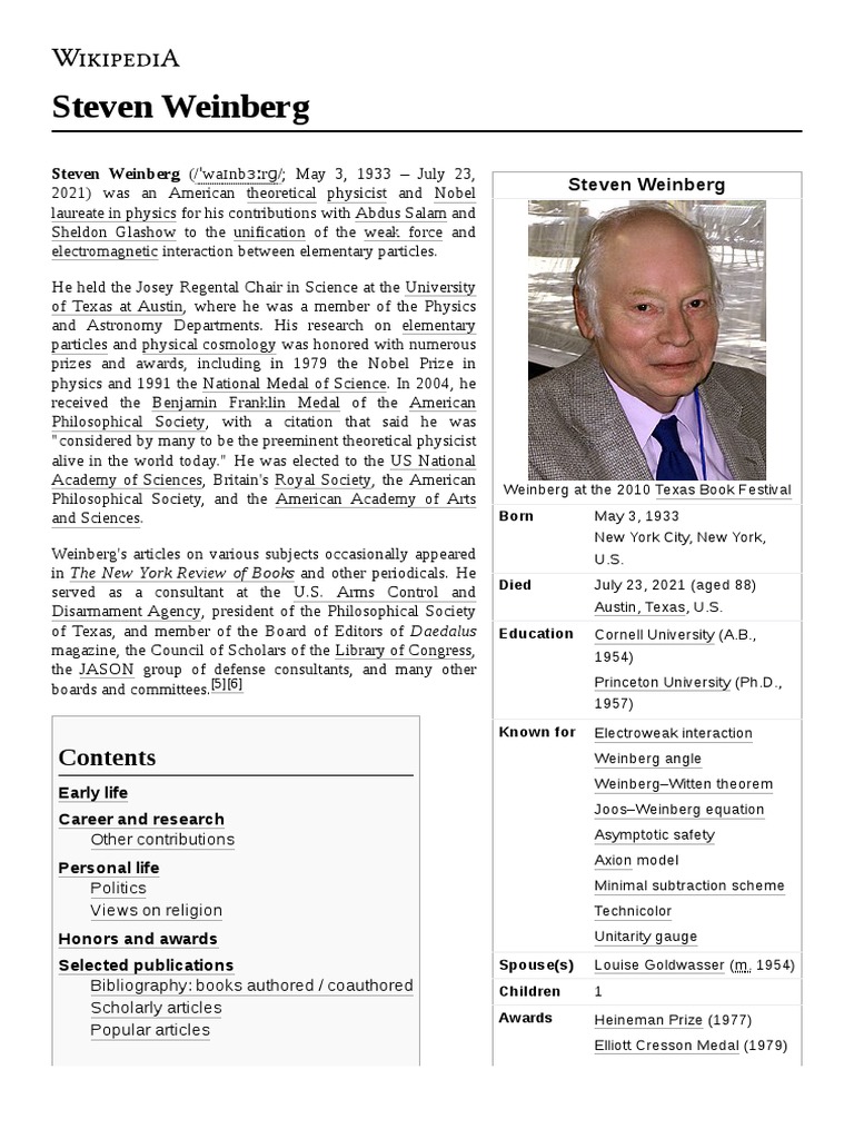Steven Weinberg | PDF | Standard Model | Theoretical Physics