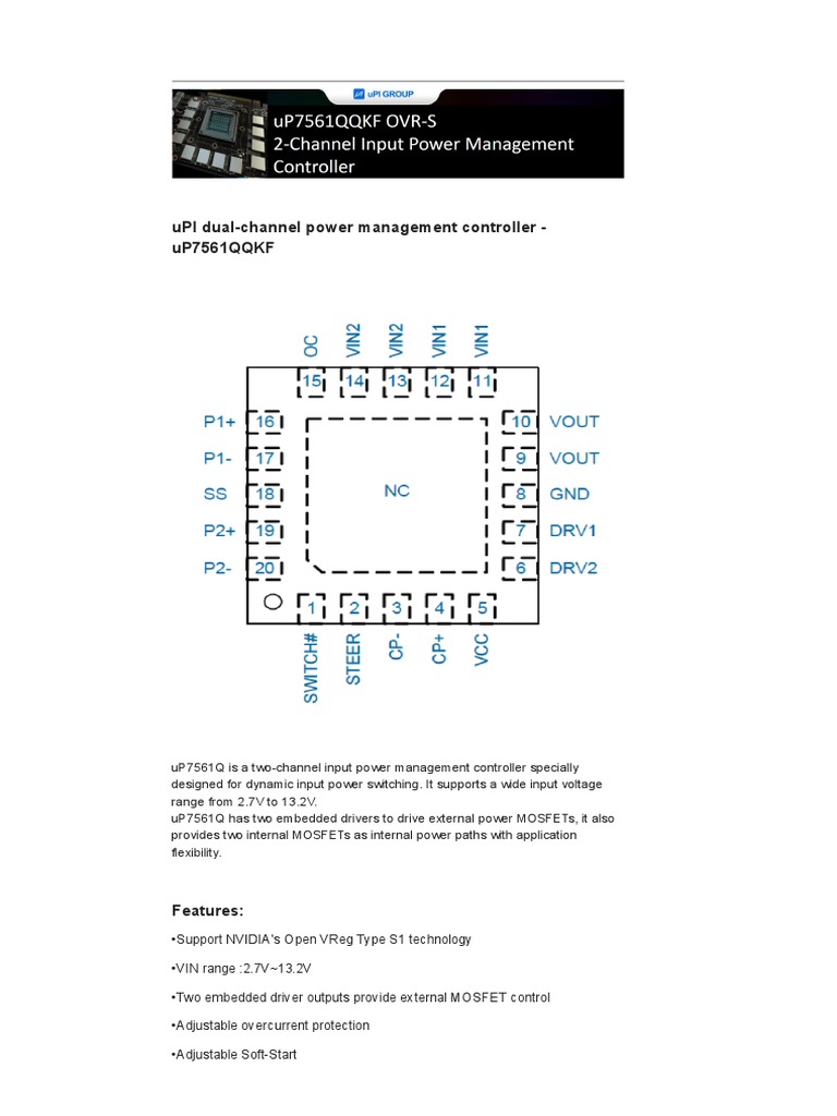 UP7561Q Dual Channel Power Management Switcher | PDF