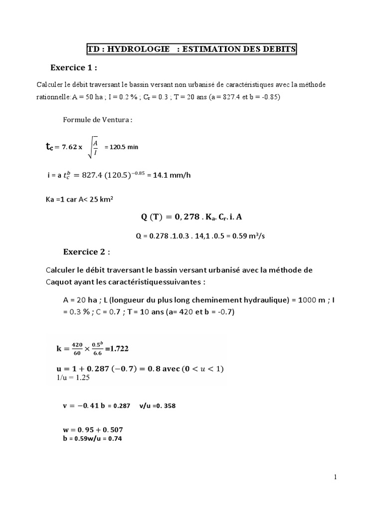 TD Estimation Des Débits | PDF | Eau et l'environnement | Biomes aquatiques