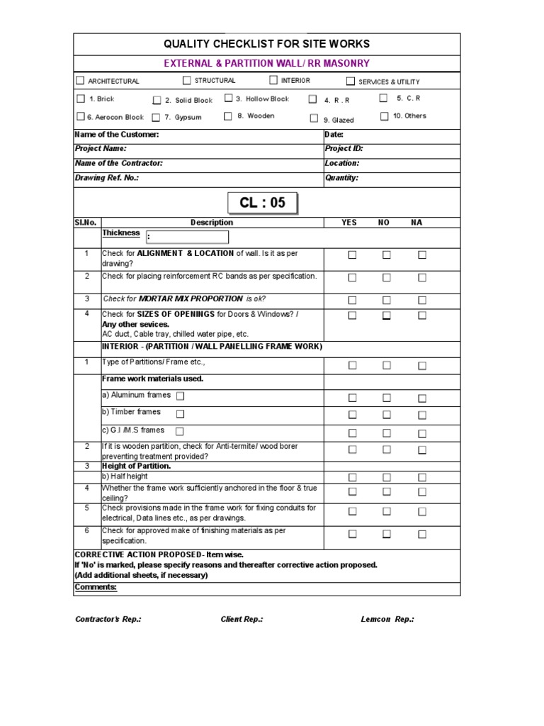 Masonry Checklist | PDF