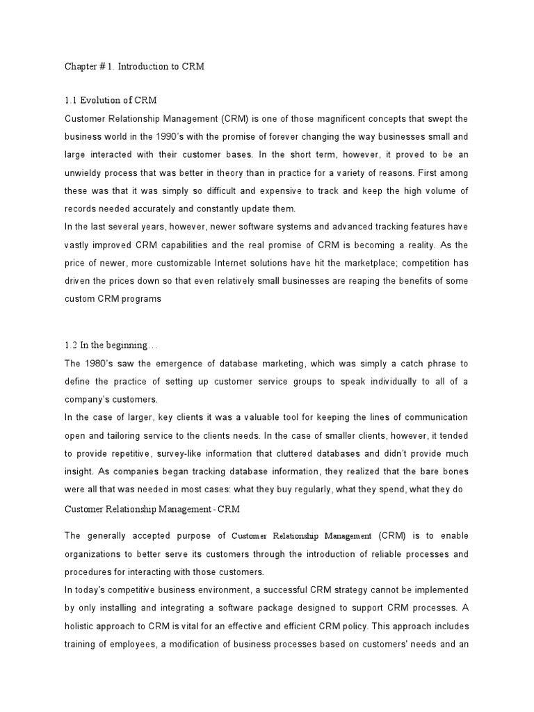 An Introduction to Customer Relationship Management (CRM): A Holistic ...