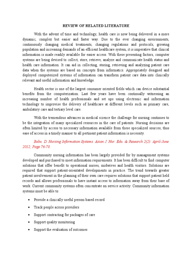Review of Related Literature | PDF | Health Care | Electronic Health Record