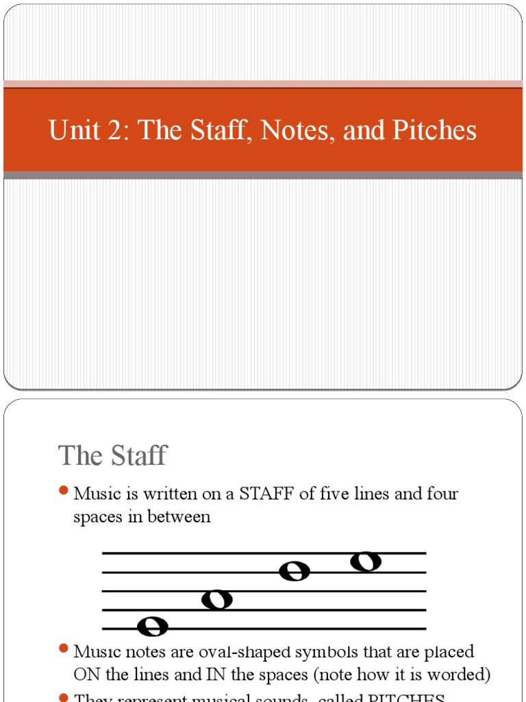 Unit 2: The Staff, Notes, and Pitches | PDF | Clef | Performing Arts