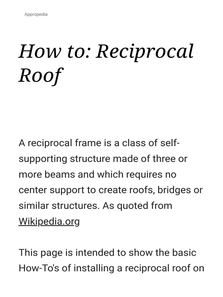 How To - Reciprocal Roof - Appropedia | PDF | Roof | Economic Sectors